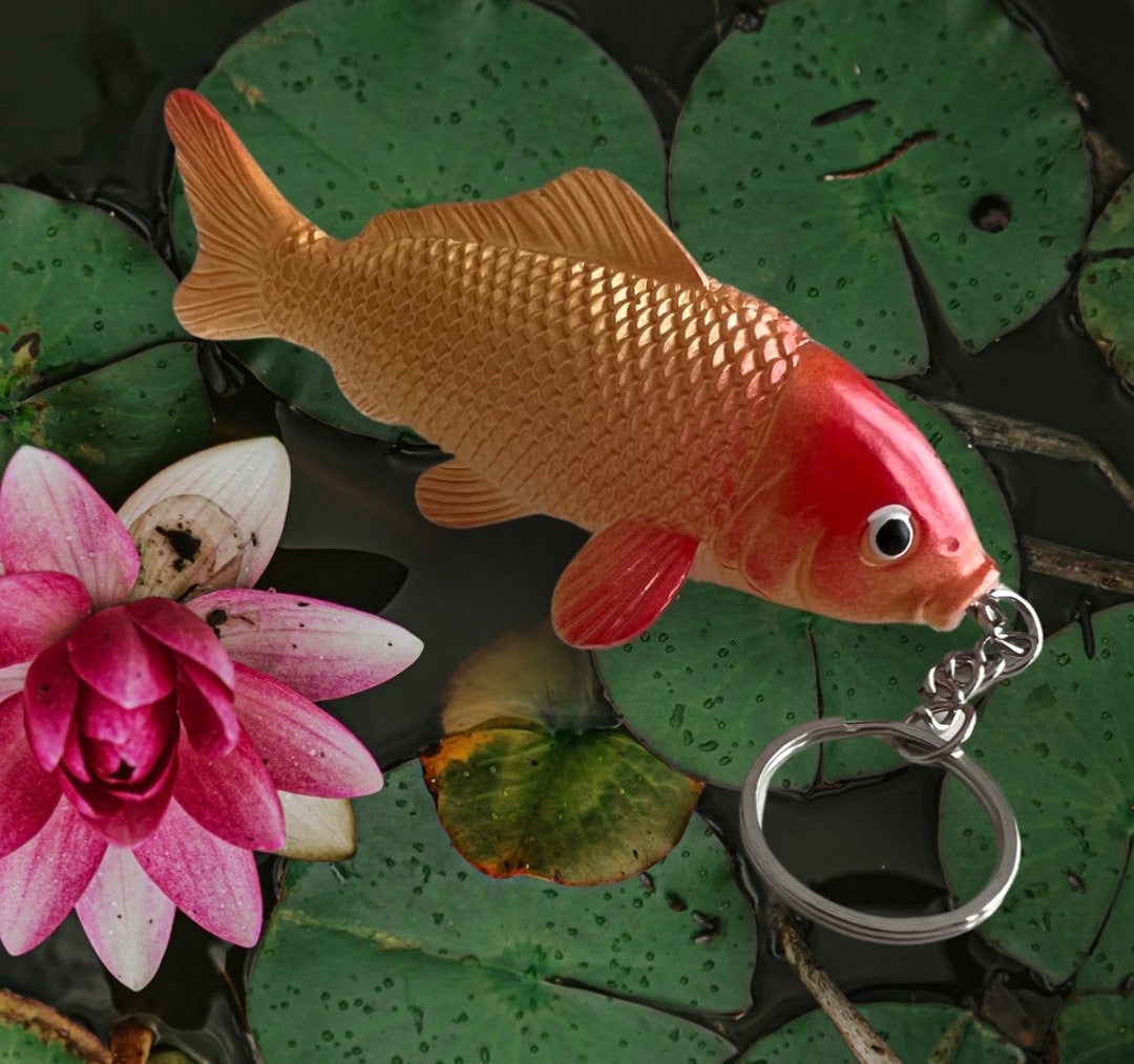 Large Golden Koi Fish Keyring, Red Head Marking - Etsy