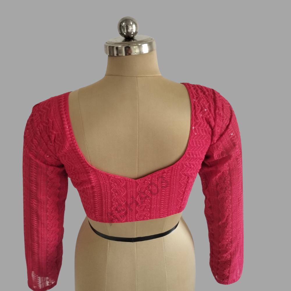 Chikankari EMBROIDERED BLOUSE, Front Open, Full Sleeves, Woman Choli ...