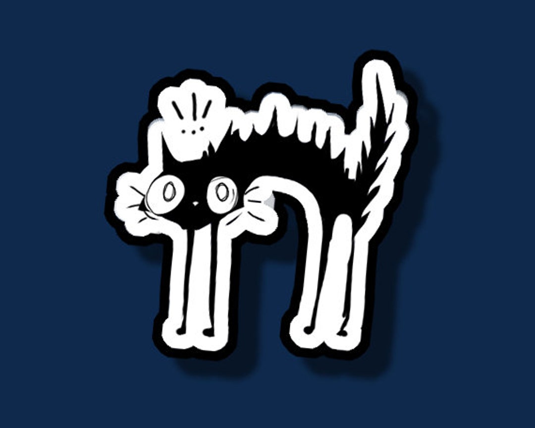Cute Spooked Black Cat Sticker Animal Sticker Cute Sticker Die Cut ...