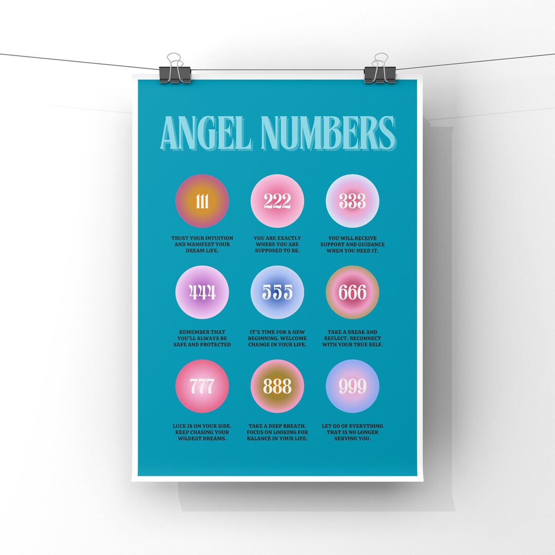 Angel Numbers Print, Aesthetic Wall Art, Spiritual Art Poster, Aura Art ...