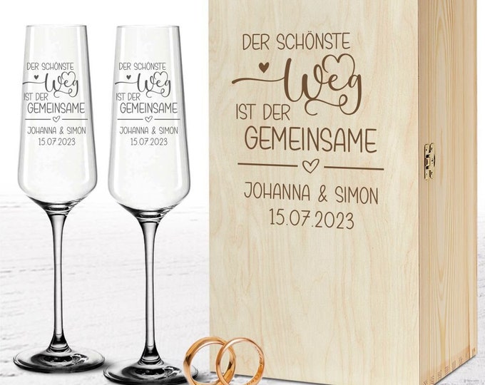 Sektglaser Mit Gravur In Holzkiste