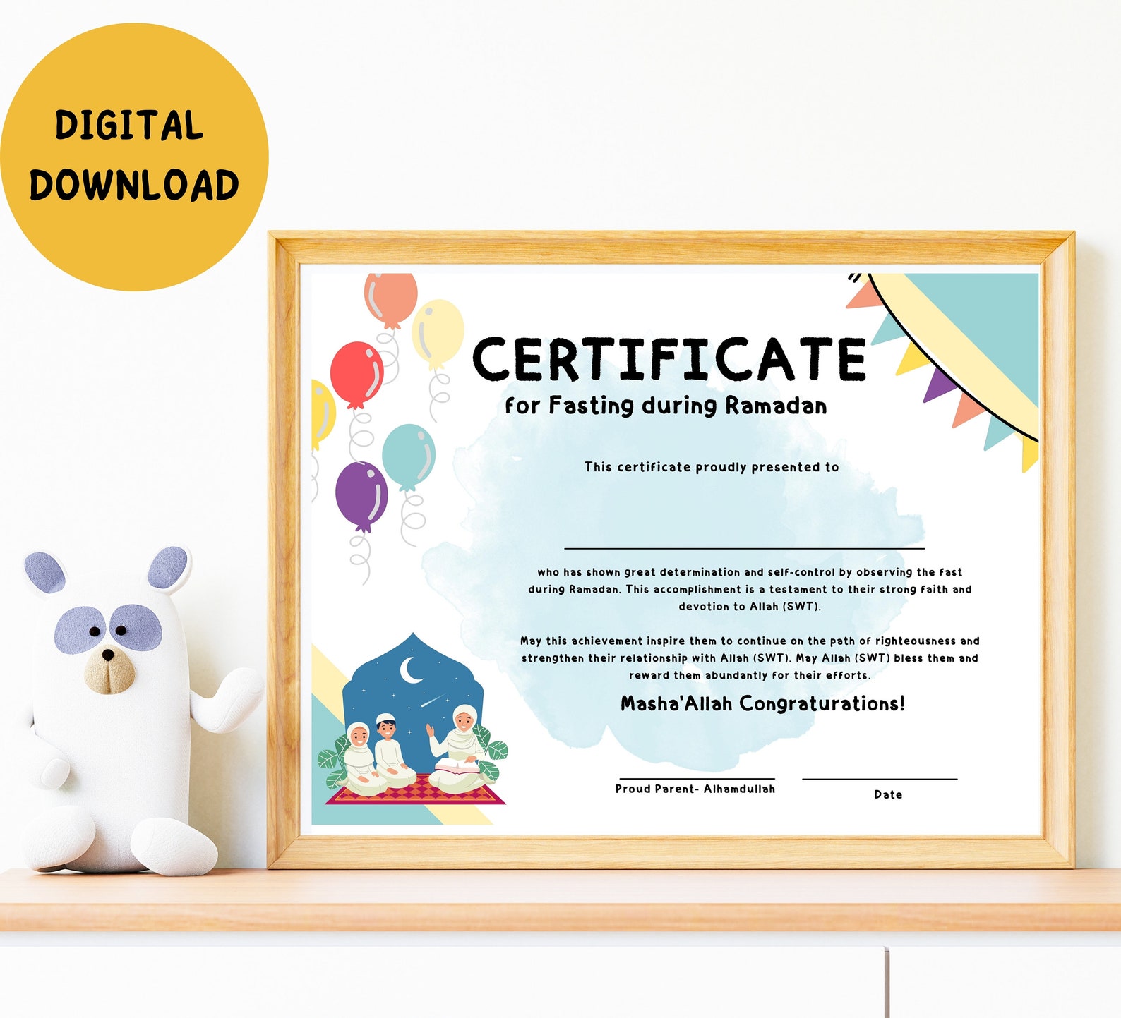 Eid Party Award Certificate of Fasting During Ramadan for - Etsy