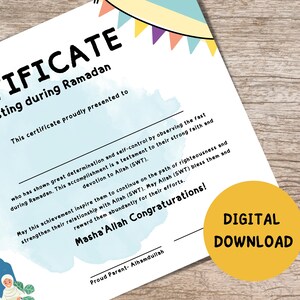 Eid Party Award Certificate of Fasting During Ramadan for - Etsy