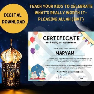 Eid Party Award- Certificate of Fasting During Ramadan for First Time ...
