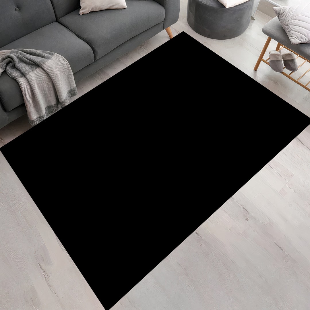 Plain Black Rug, Plain Black Living Room Rug, Black Rug, Ethnic Rug ...