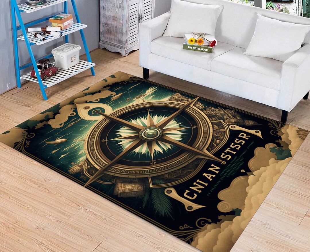 Compass, Compass Themed Rug, Nautical Rug, Compass Pattern Rug ...