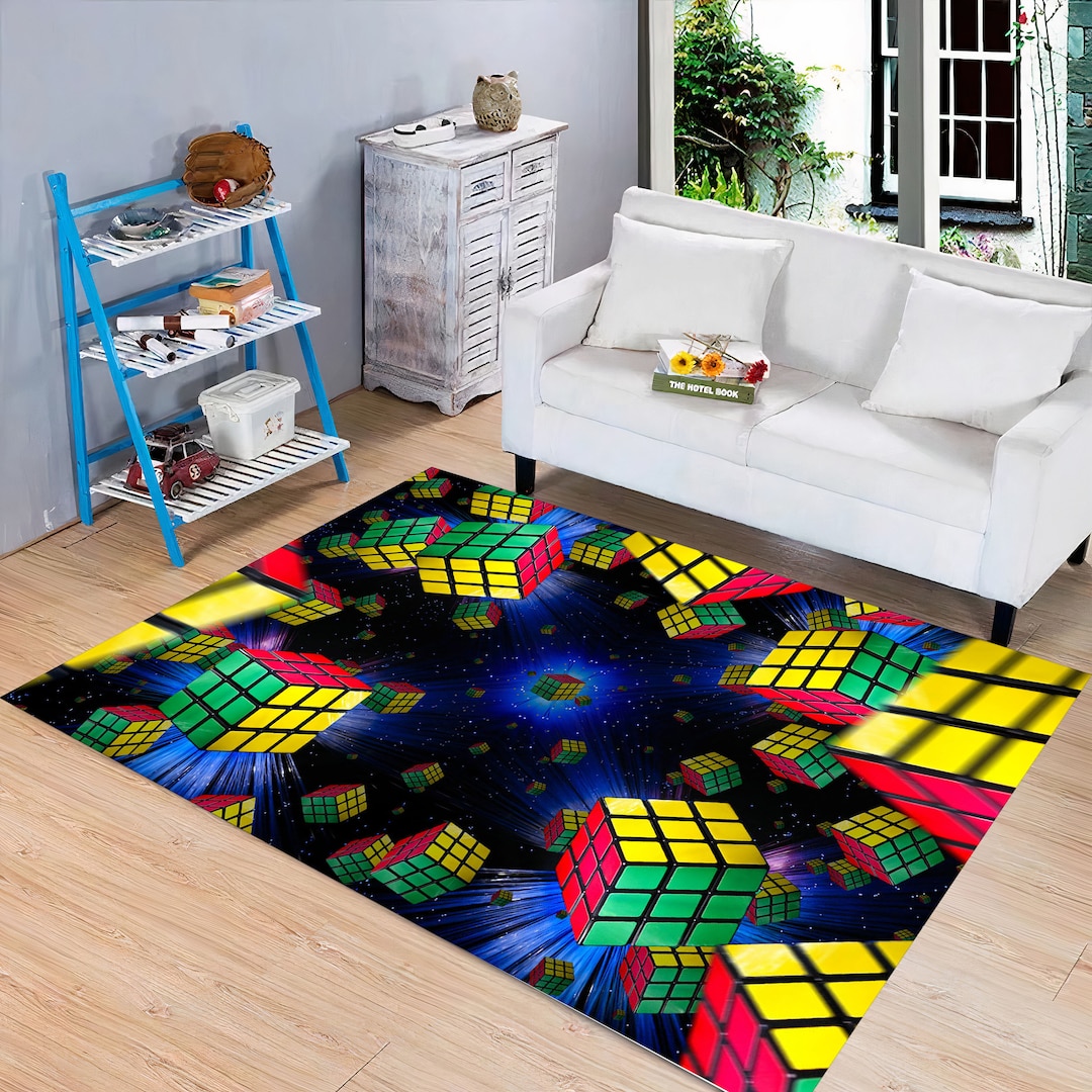 Rubik's Cube Colorful Cube Rug Non Slip Rug Rectangular - Etsy