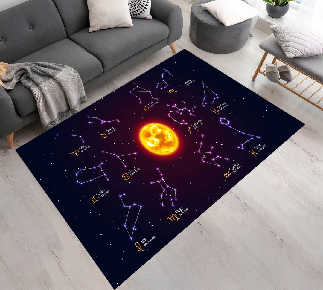 Zodiac Rug,rug With Zodiac Symbols, Non Slip Rug, Teen Room Rug, for ...
