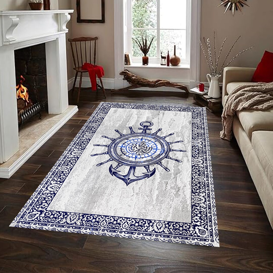 Compass, Compass Themed Rug, Nautical Rug, Compass Pattern Rug ...