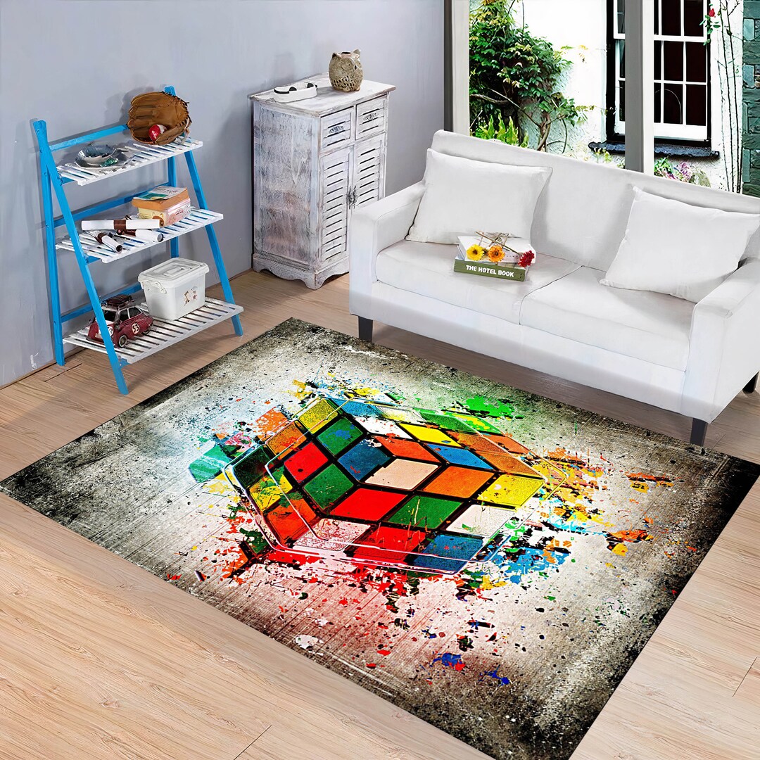 Rubik's Cube, Colorful Cube Rug, Non Slip Rug, Rectangular Version ...