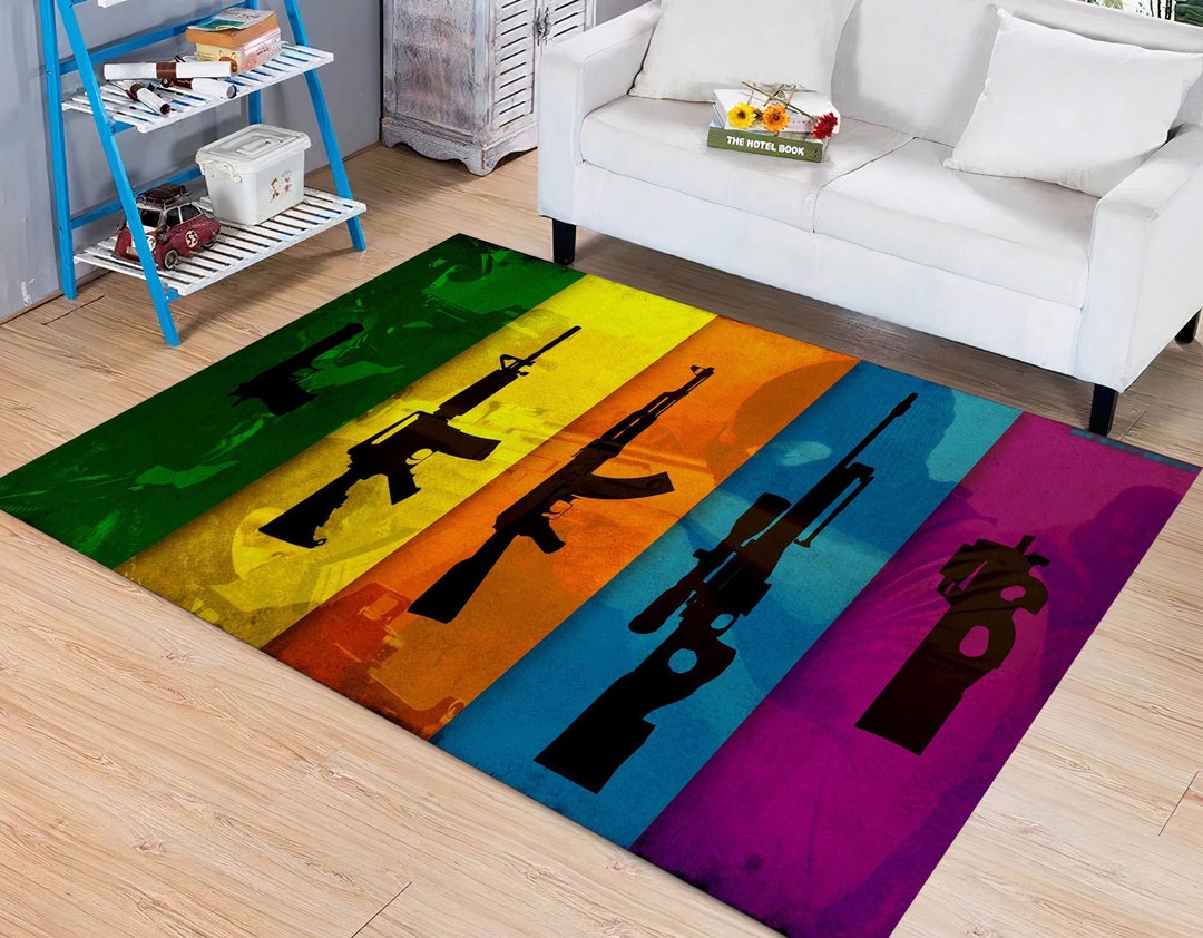 Colorful Gun Rug, M416 Rifle Rug, AKM Gun Rug, Shotgun Rug, Game Room ...