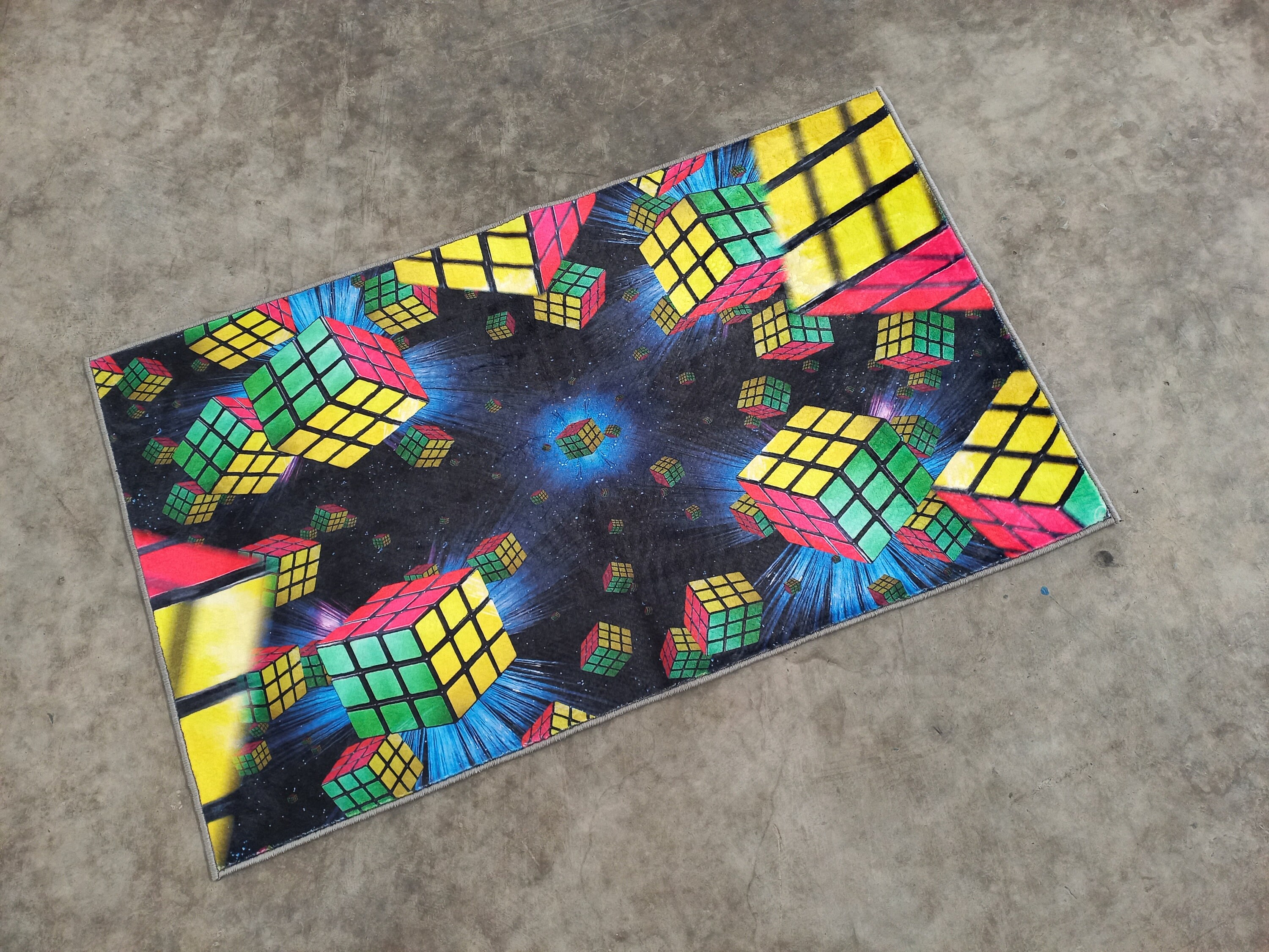 Rubik's Cube Colorful Cube Rug Non Slip Rug Rectangular - Etsy