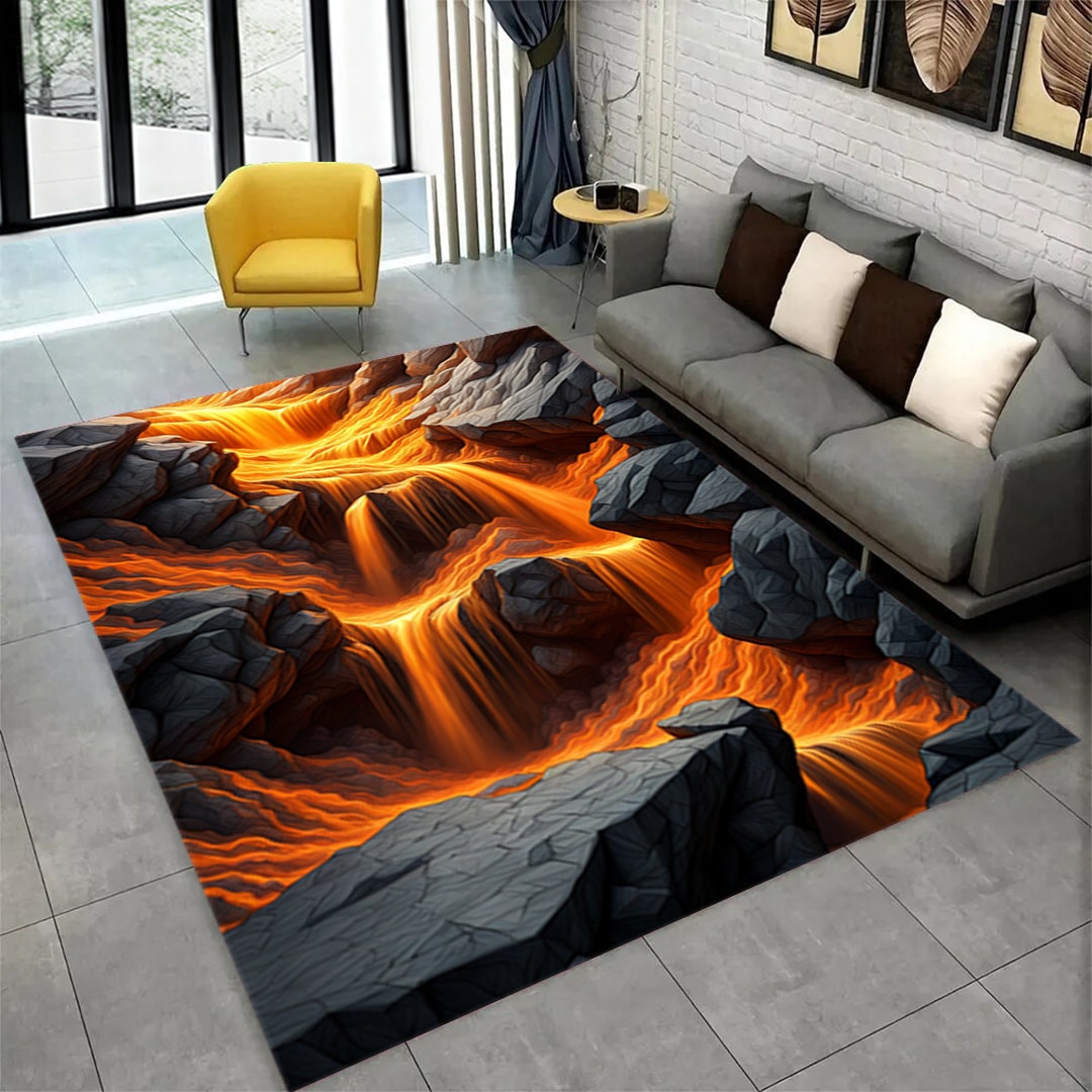 Lava Rug, Hot Lava Rug, Volcano Floor Rug, Lava Pattern Rug, Volcano ...