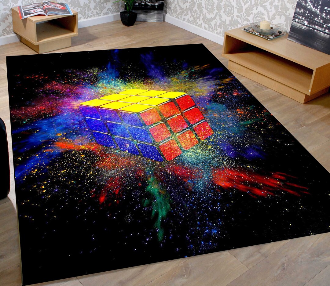 Rubik's Cube, Colorful Cube Rug, Non Slip Rug, Rectangular Version,teen ...