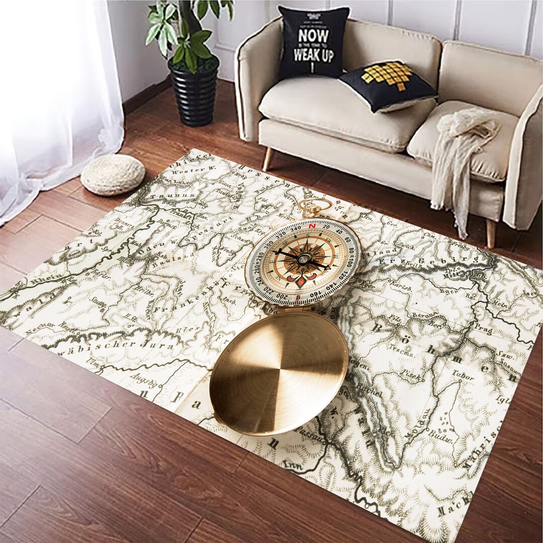 Compass, Compass Themed Rug, Nautical Rug, Compass Pattern Rug ...