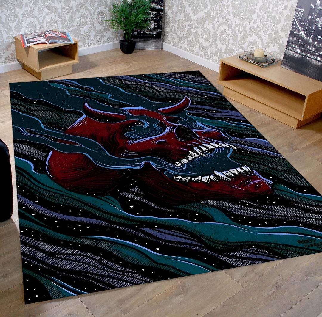 Satanic Dark Rug, Satanic Rug, Dark Skull Rug, Satanic Decor, Horror ...