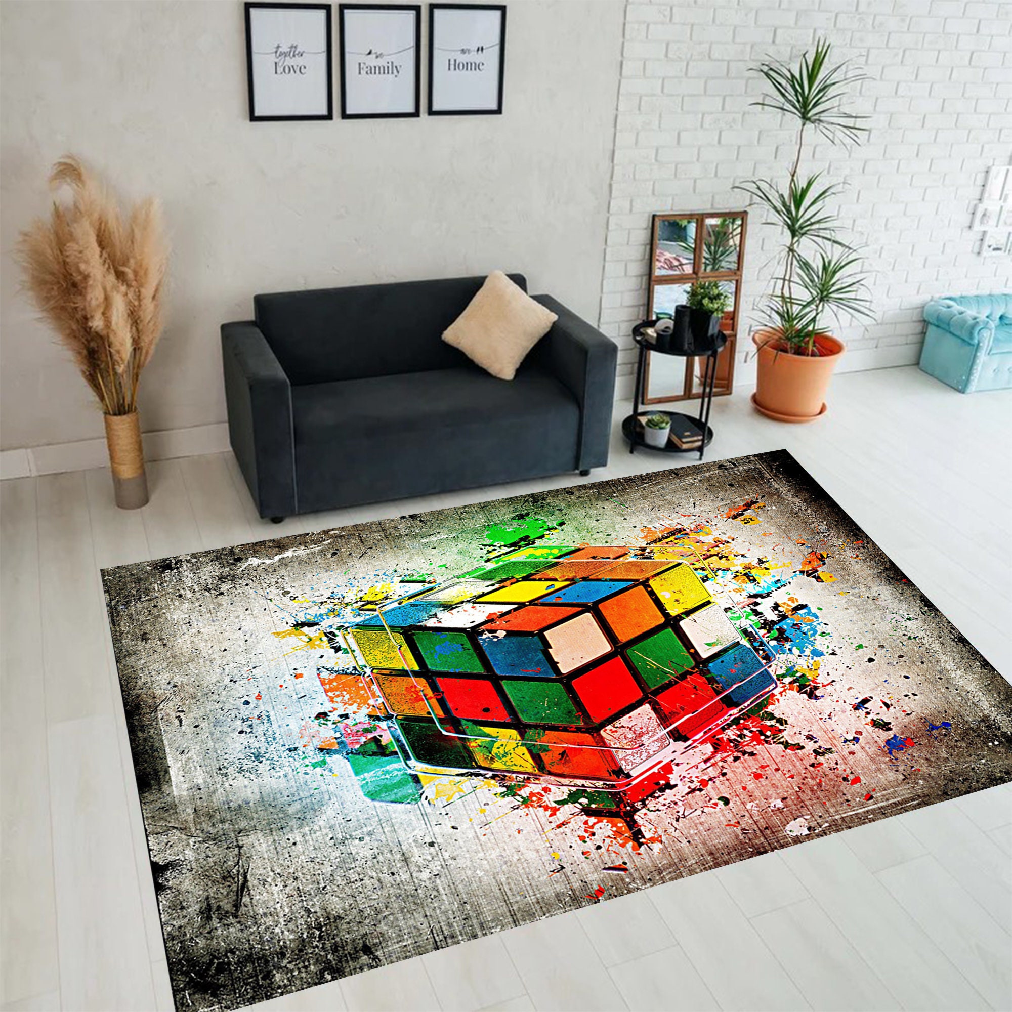 Rubik's Cube, Colorful Cube Rug, Non Slip Rug, Rectangular Version ...