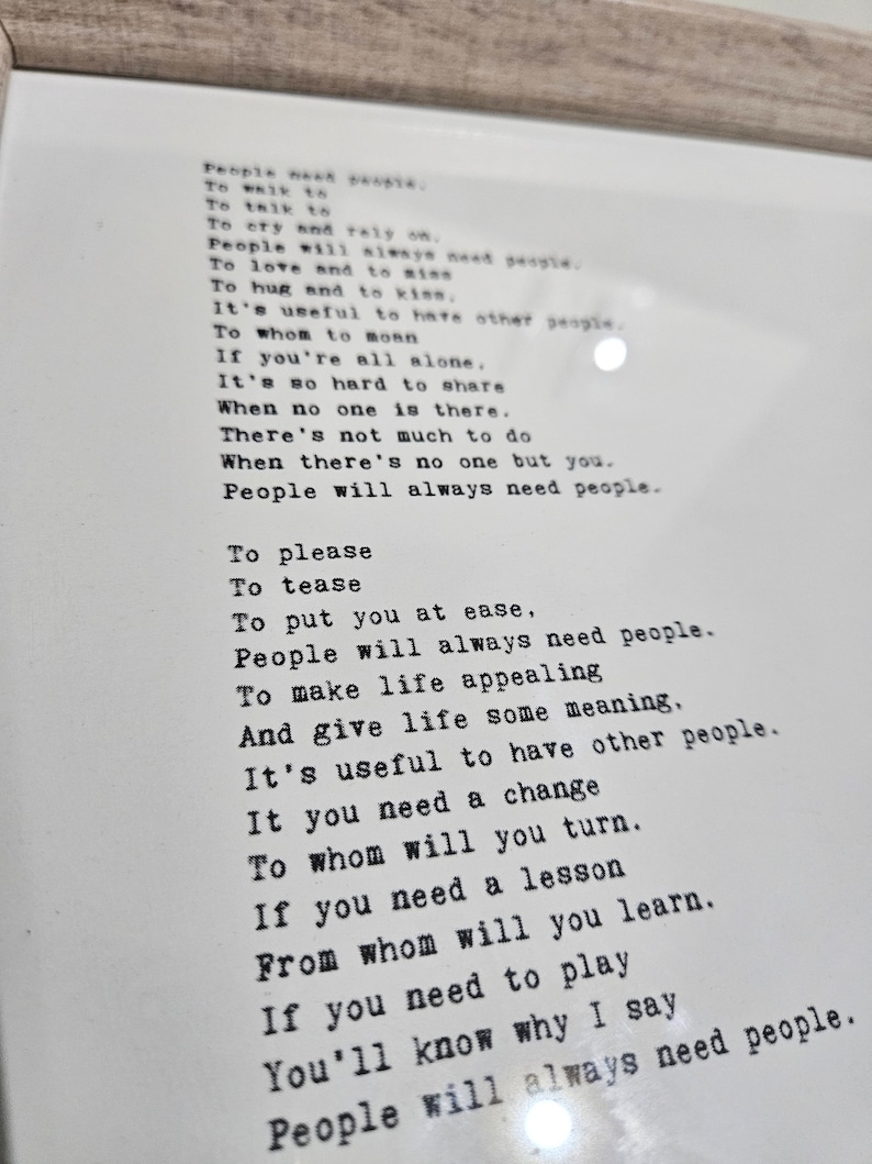 A4 Benjamin Zephaniah People Need People Poem Print in Frame - Etsy UK