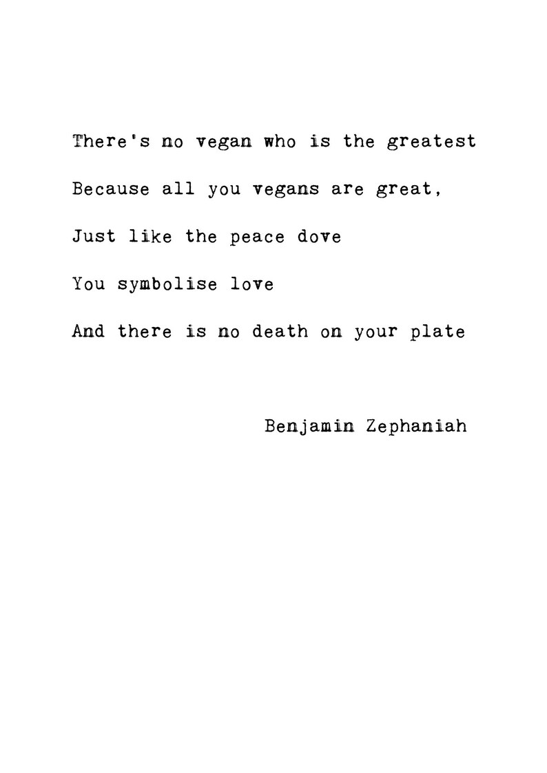 A4 Benjamin Zephaniah Vegan Animal Rights Poem Print - Etsy UK