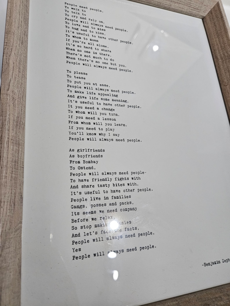 A4 Benjamin Zephaniah People Need People Poem Print in Frame - Etsy UK