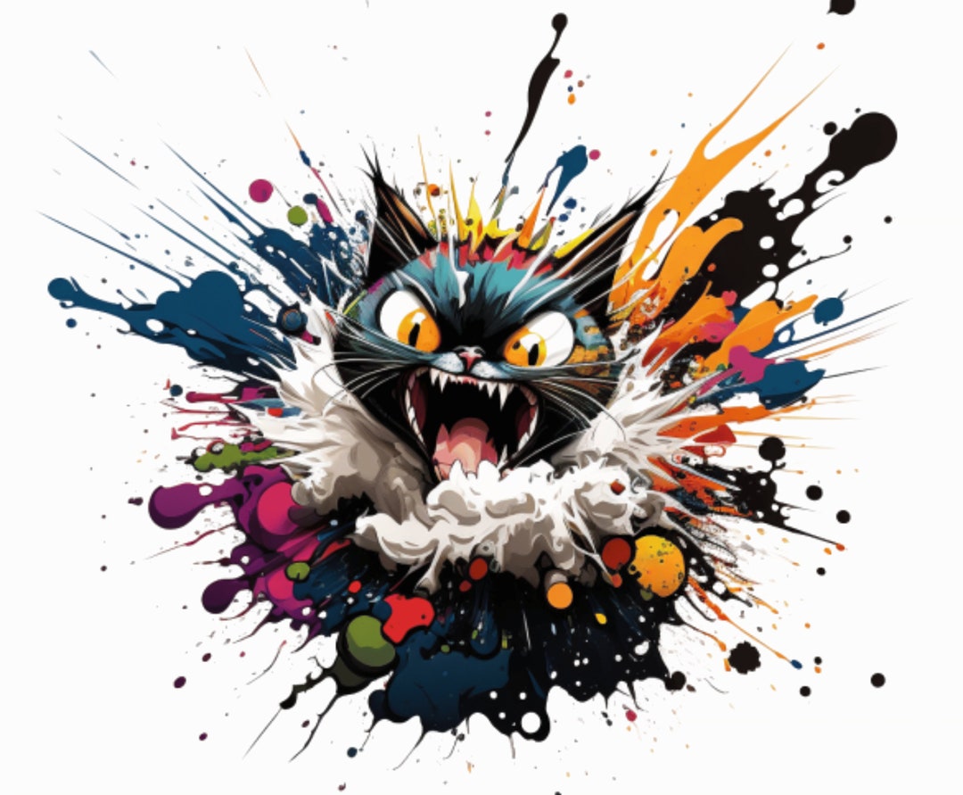 Exploding Cat Poster Digital Cat Exploding Art Art for Cats - Etsy