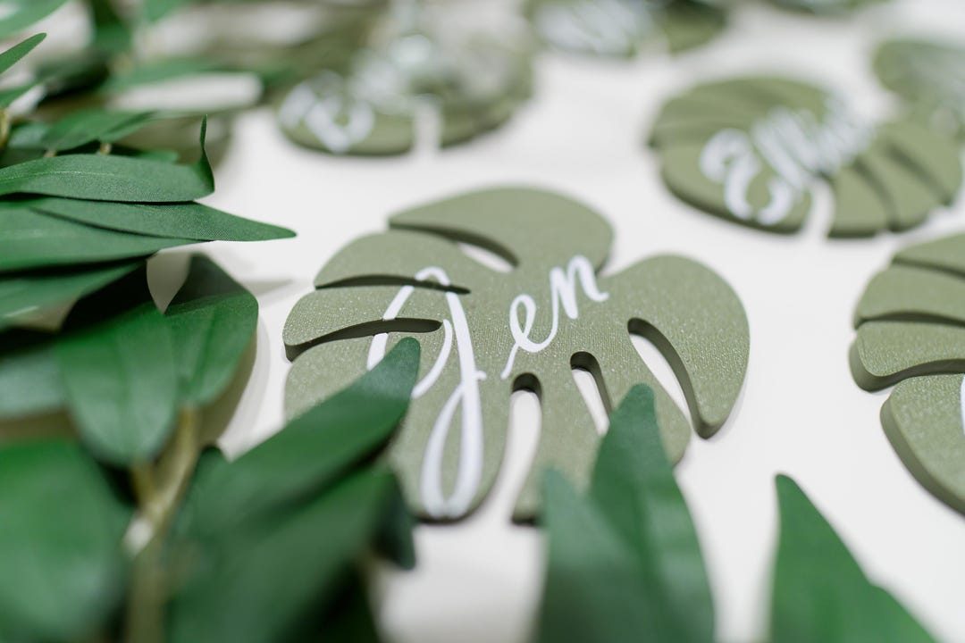 Monstera Leaf Coaster With Custom Names Personalized Wedding Favor 3D ...