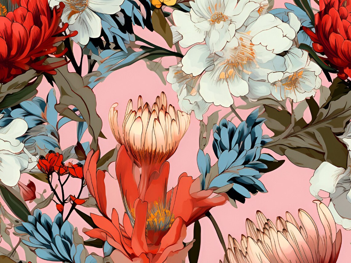 Pastel Protea Seamless Pattern Designs Printable Art Digital Bundle for ...