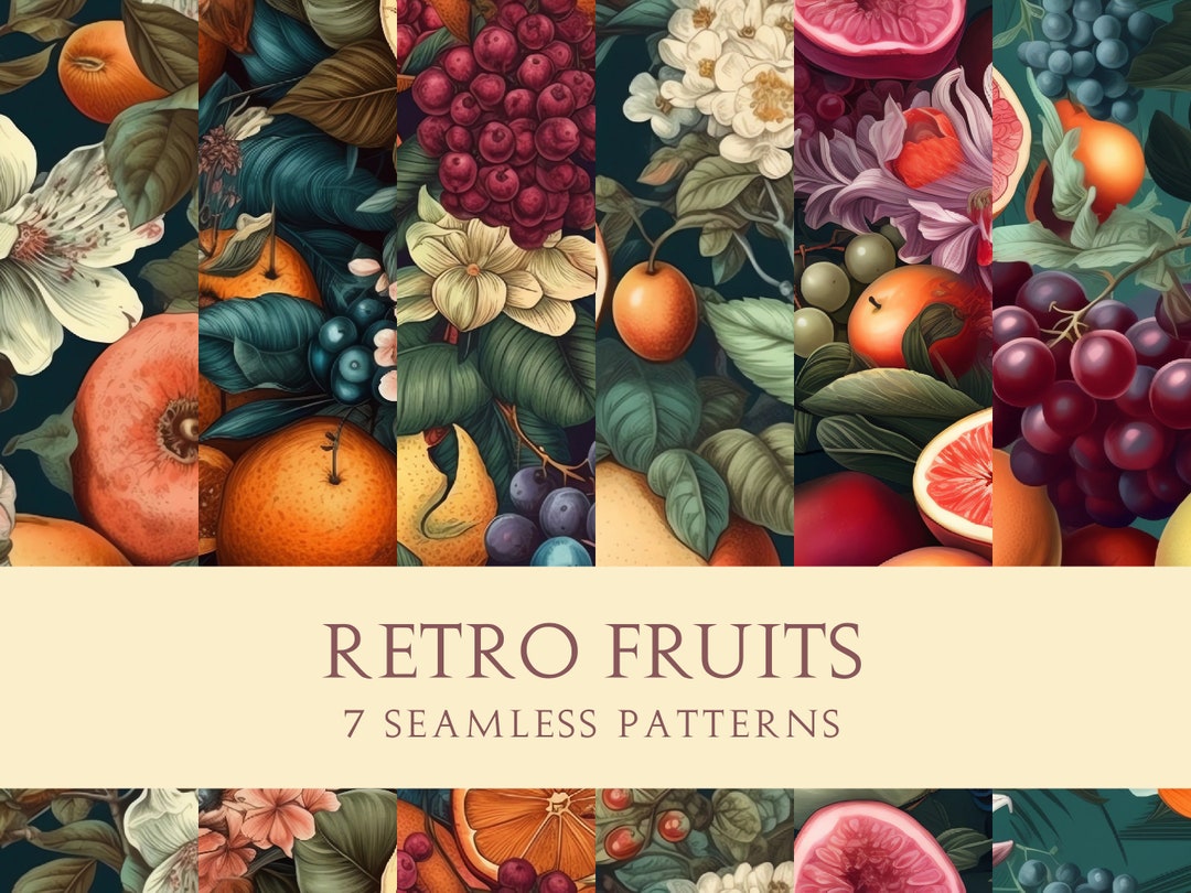 Retro Fruits | Seamless Pattern Designs | Printable Art | Digital ...