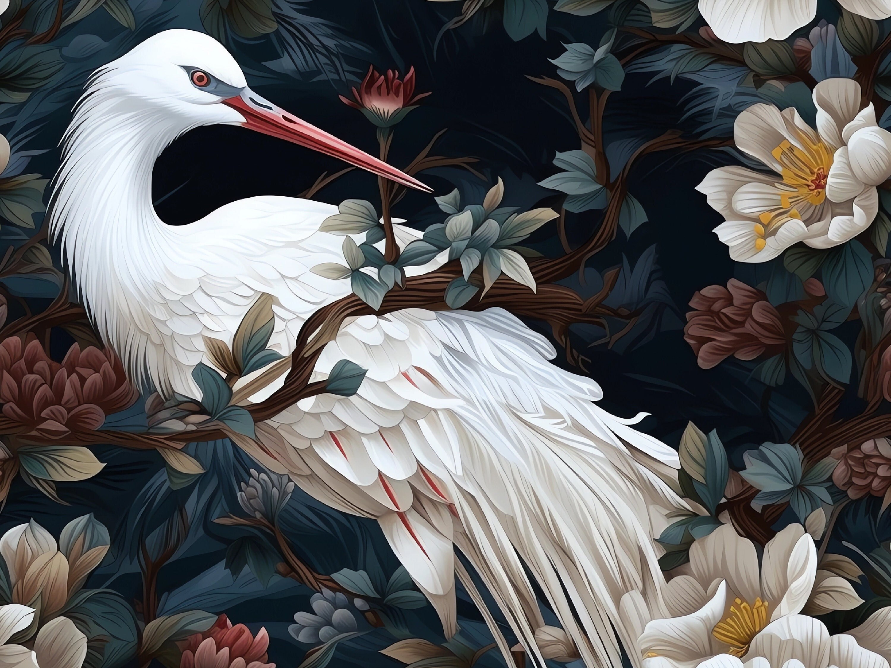 Japanese Crane - Flying Storks | Seamless Pattern Designs | Printable ...