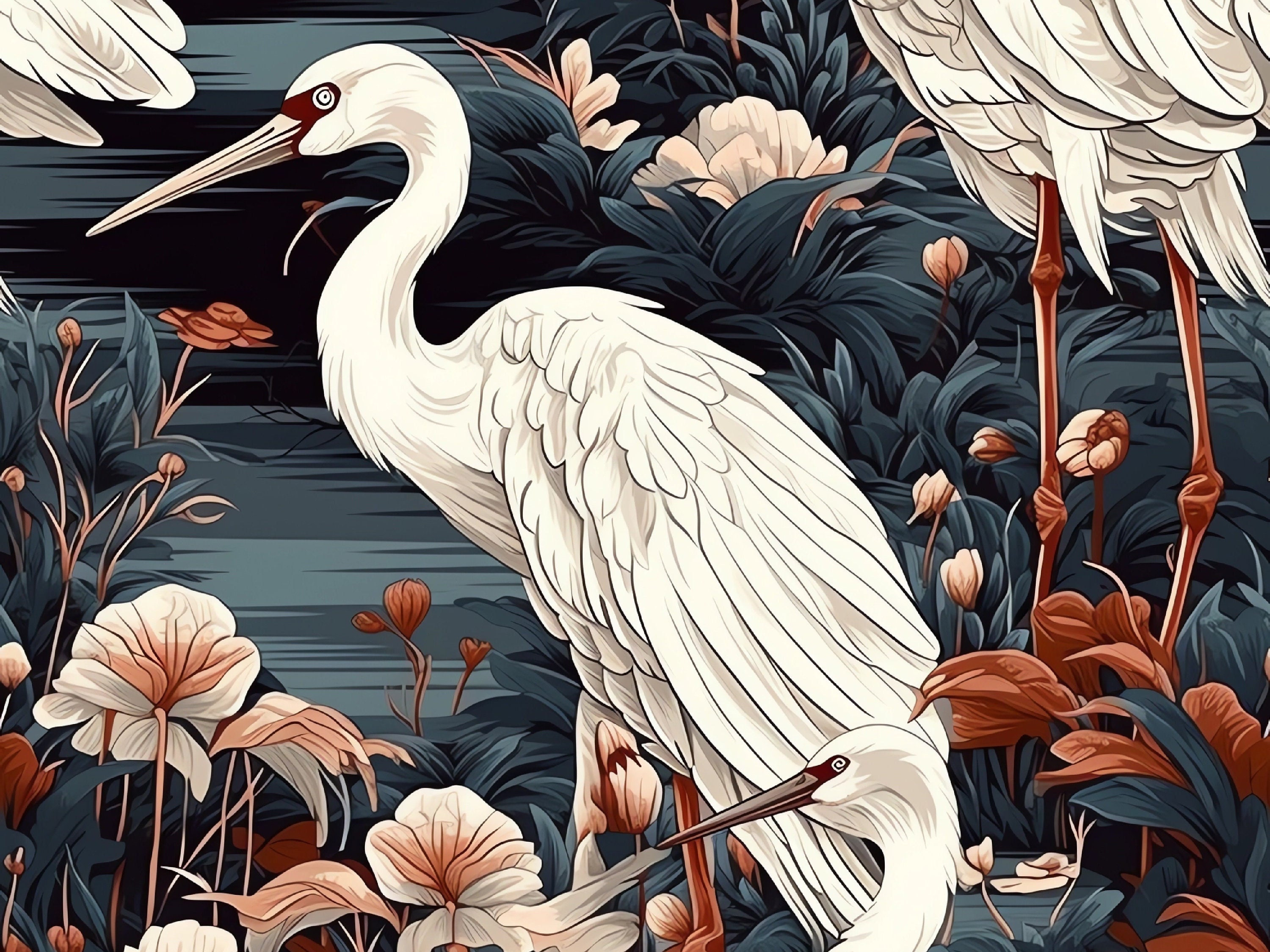Japanese Crane - Flying Storks | Seamless Pattern Designs | Printable ...