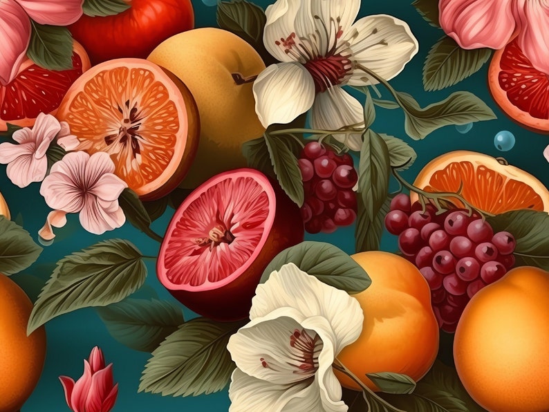 Retro Fruits | Seamless Pattern Designs | Printable Art | Digital ...