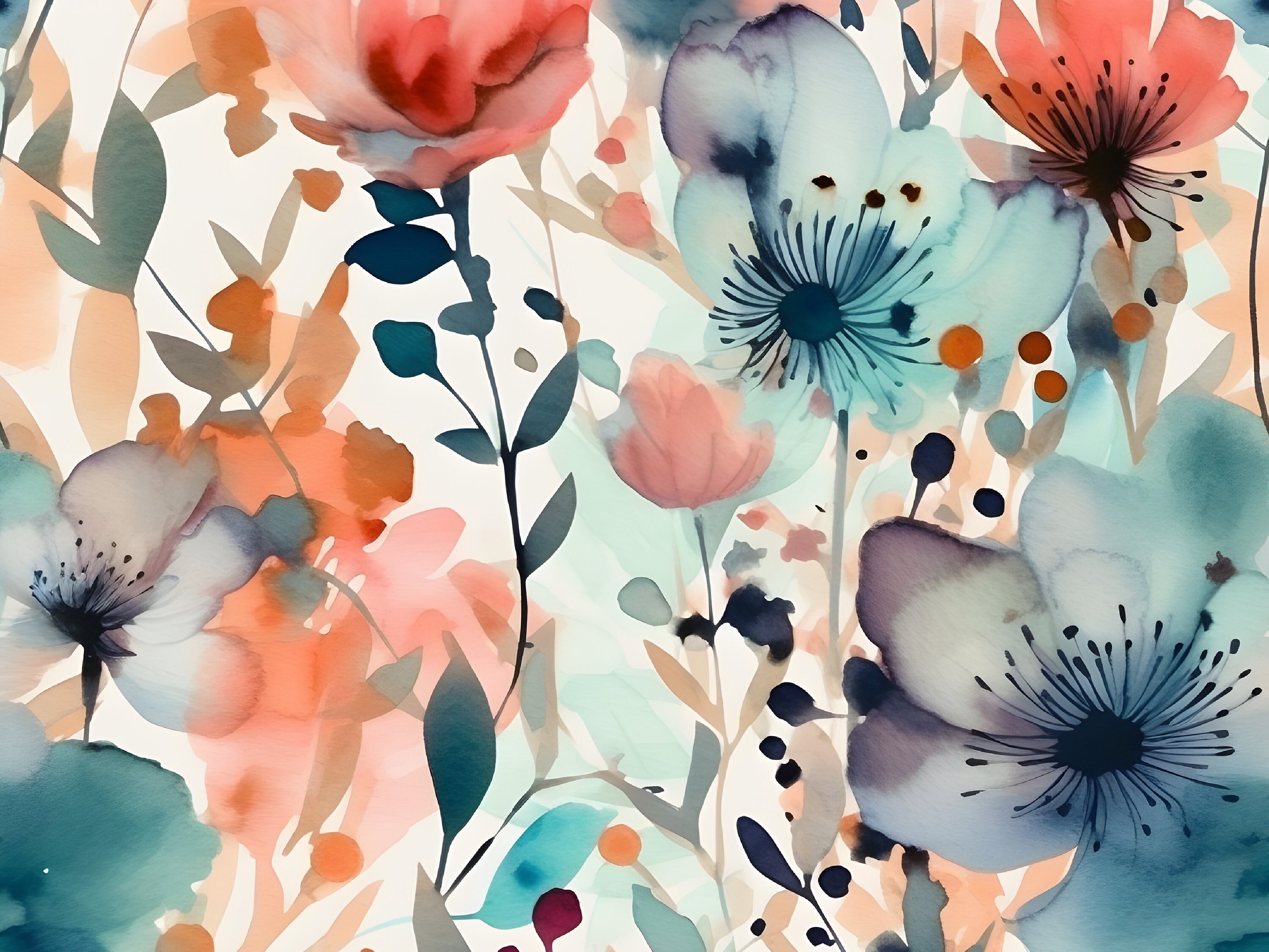 Watercolor Flowers | Seamless Pattern Designs | Printable Art | Digital ...