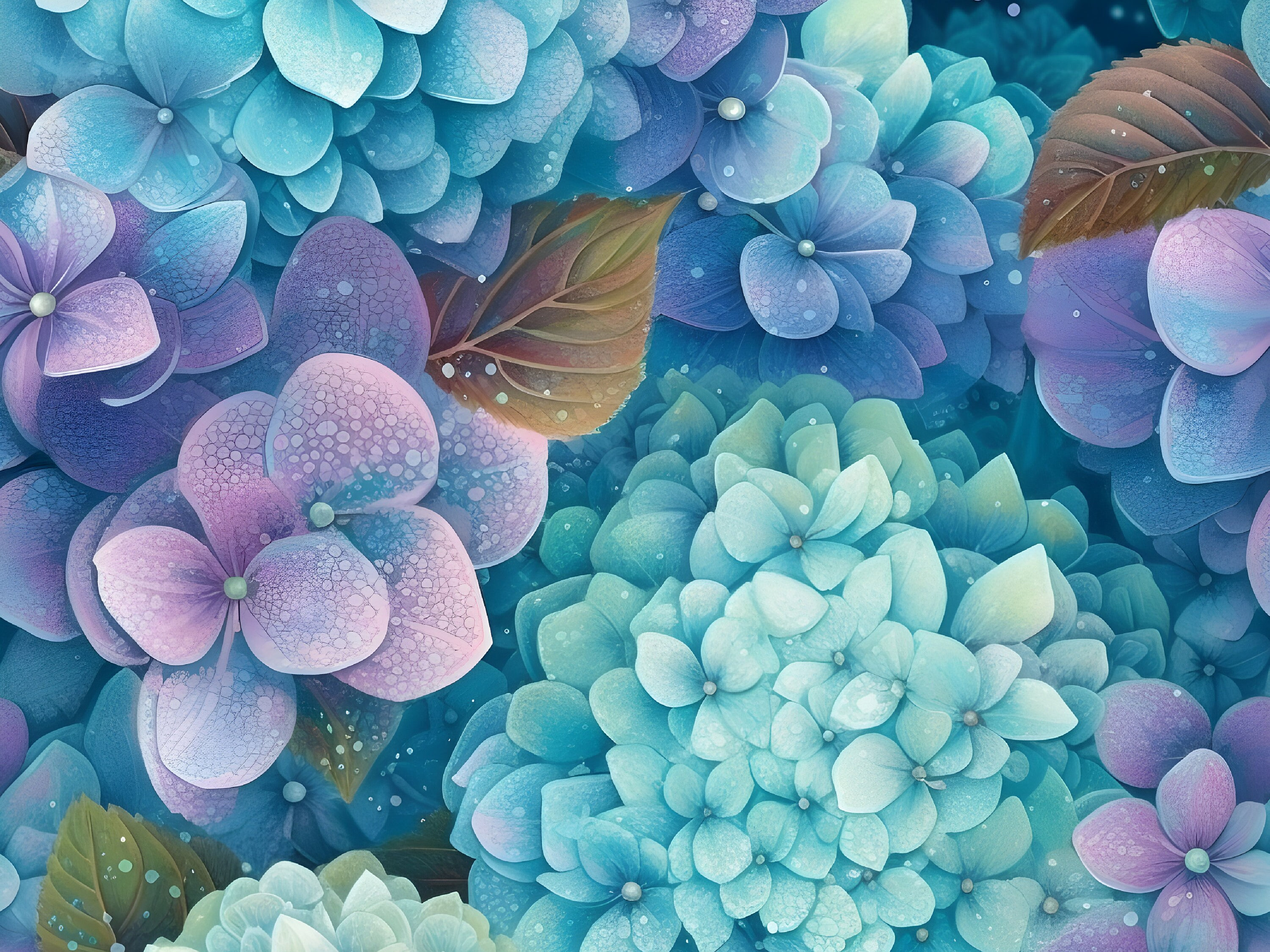 Hydrangea Flowers | Seamless Pattern Designs | Printable Art | Digital ...