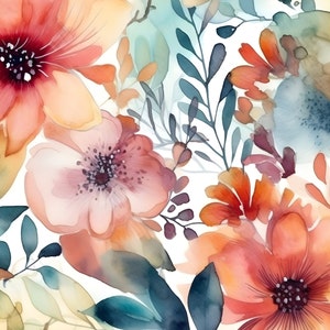 Watercolor Flowers | Seamless Pattern Designs | Printable Art | Digital ...