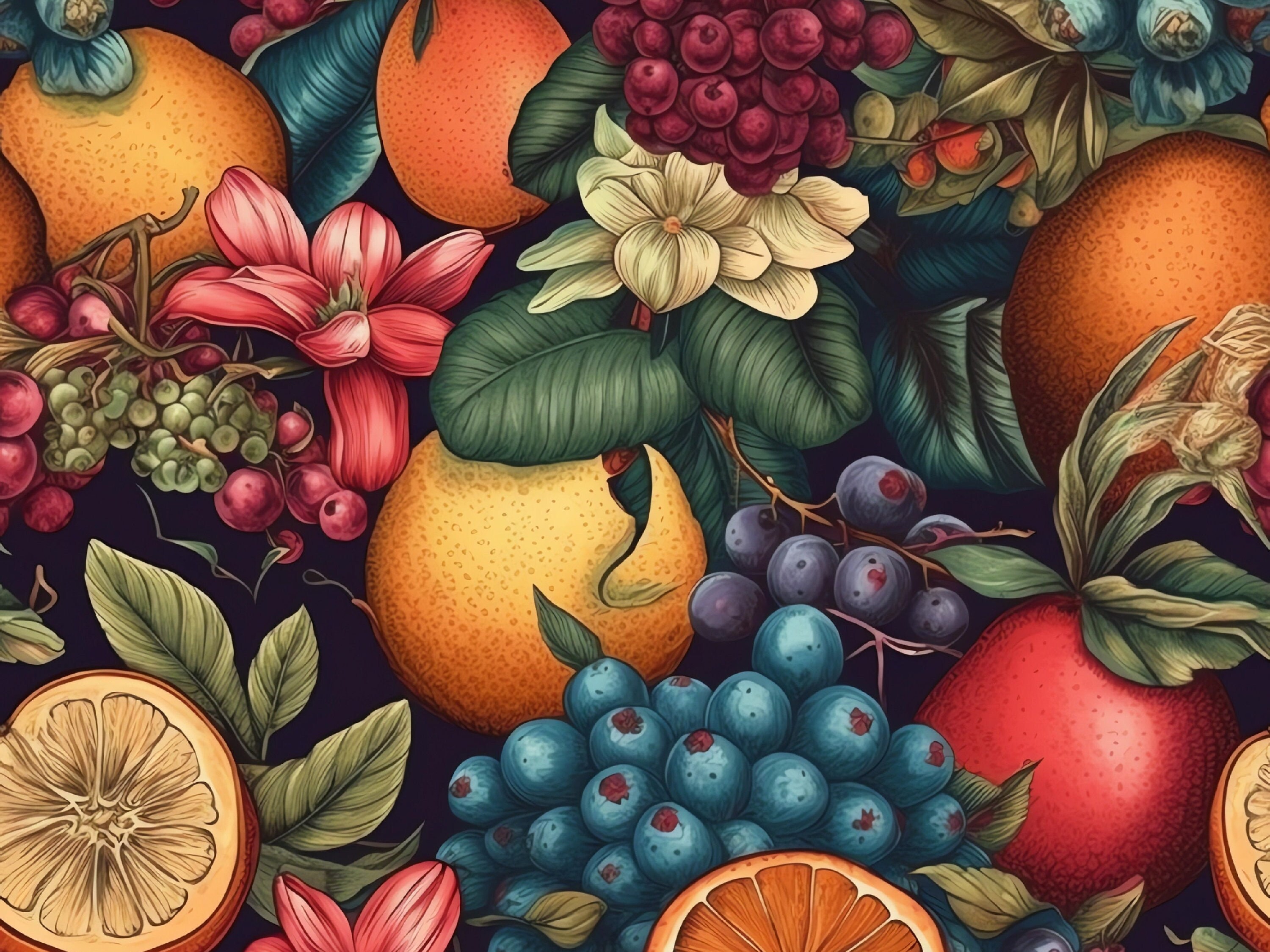 Retro Fruits | Seamless Pattern Designs | Printable Art | Digital ...