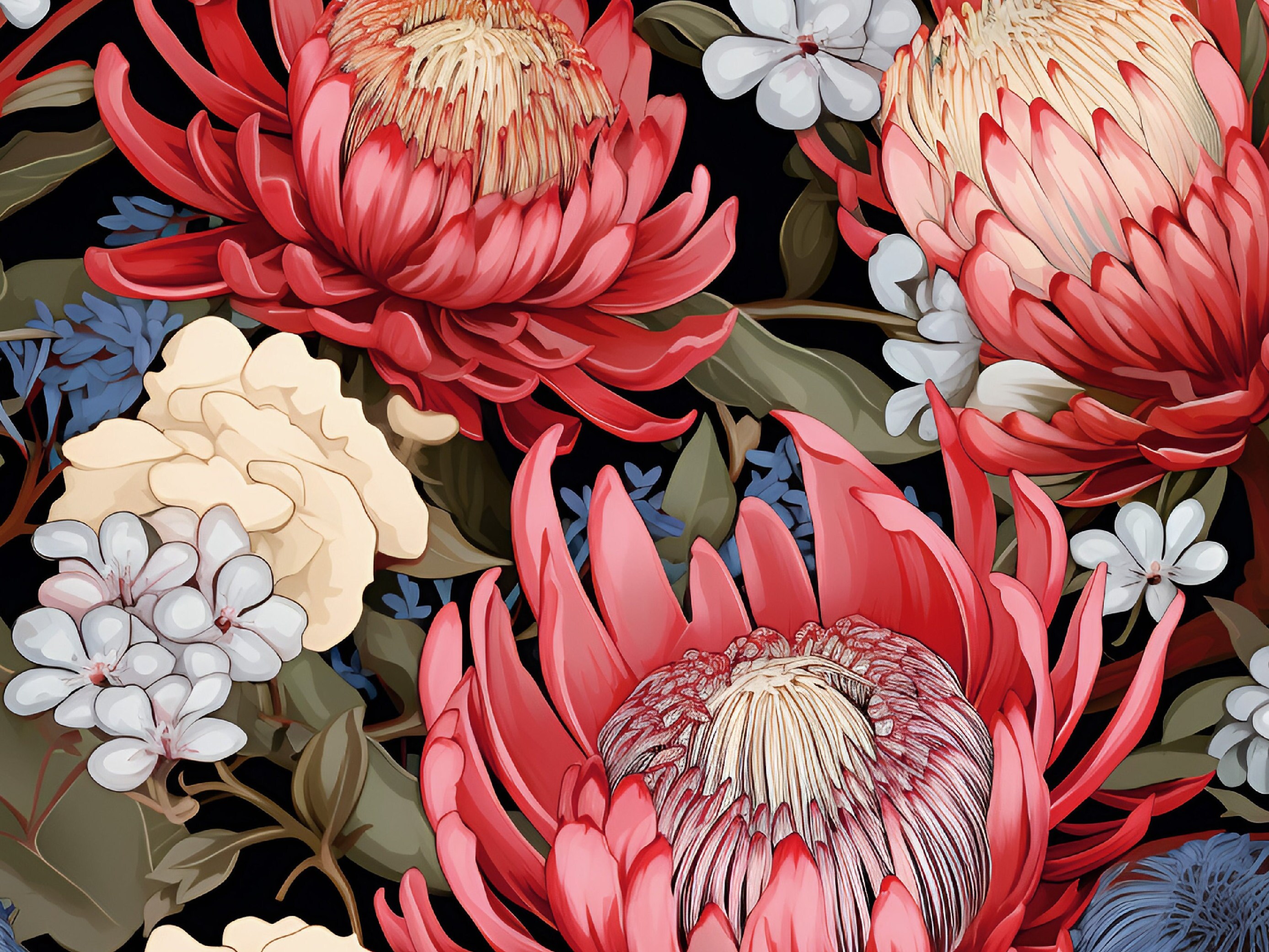 Pastel Protea Seamless Pattern Designs Printable Art Digital Bundle for ...
