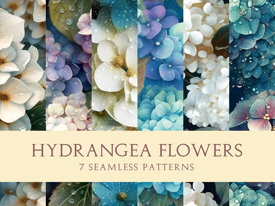 Hydrangea Flowers Seamless Pattern Designs Printable Art - Etsy
