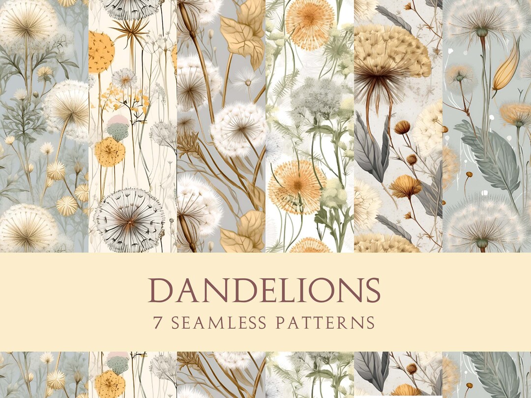 Dandelions | Seamless Pattern Designs | Printable Art | Digital Bundle ...