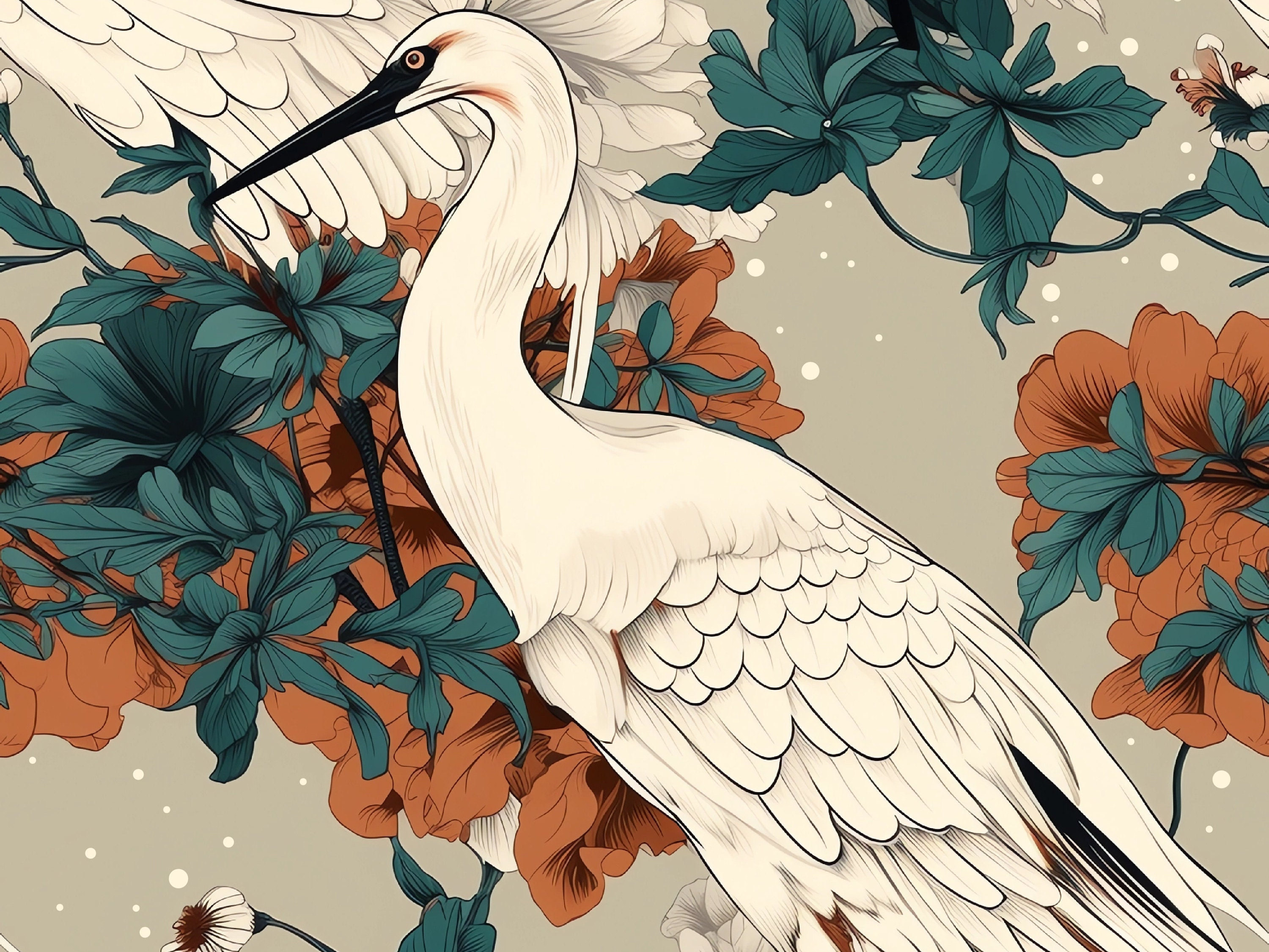 Japanese Crane - Flying Storks | Seamless Pattern Designs | Printable ...