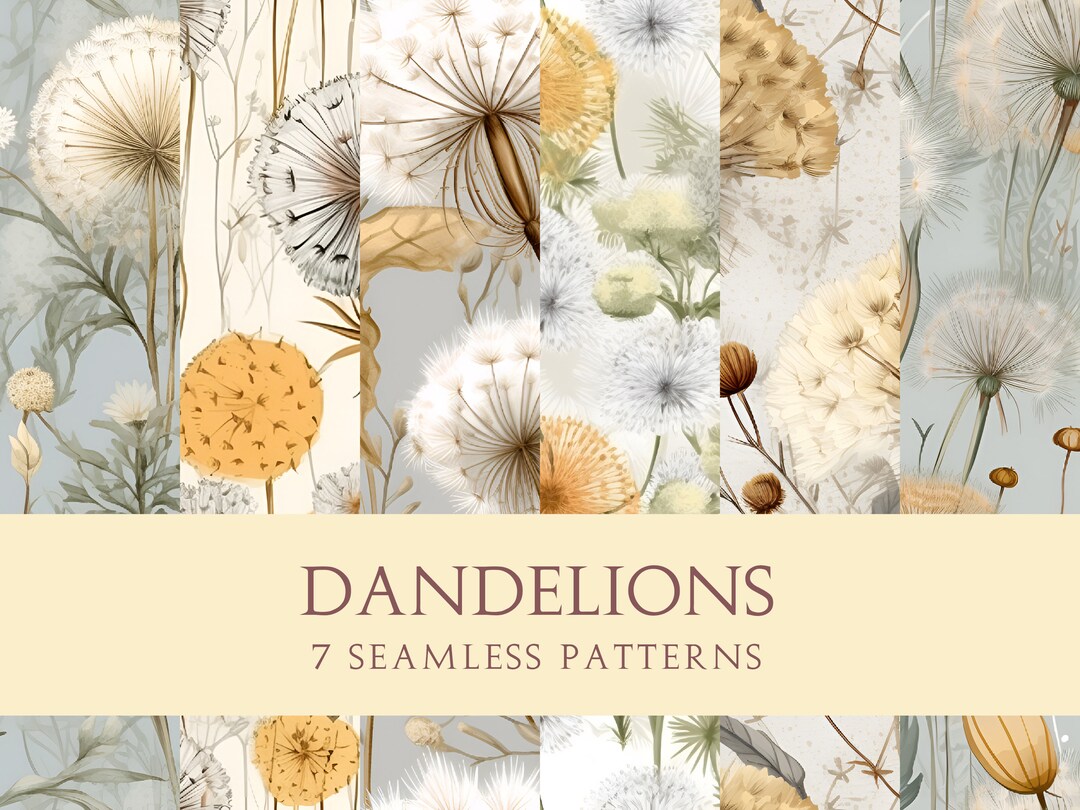 Dandelions Seamless Pattern Designs Printable Art - Etsy