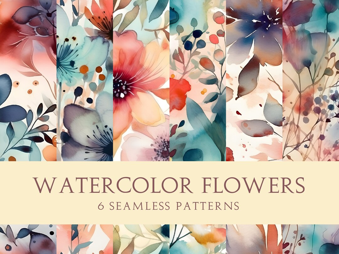 Watercolor Flowers | Seamless Pattern Designs | Printable Art | Digital ...