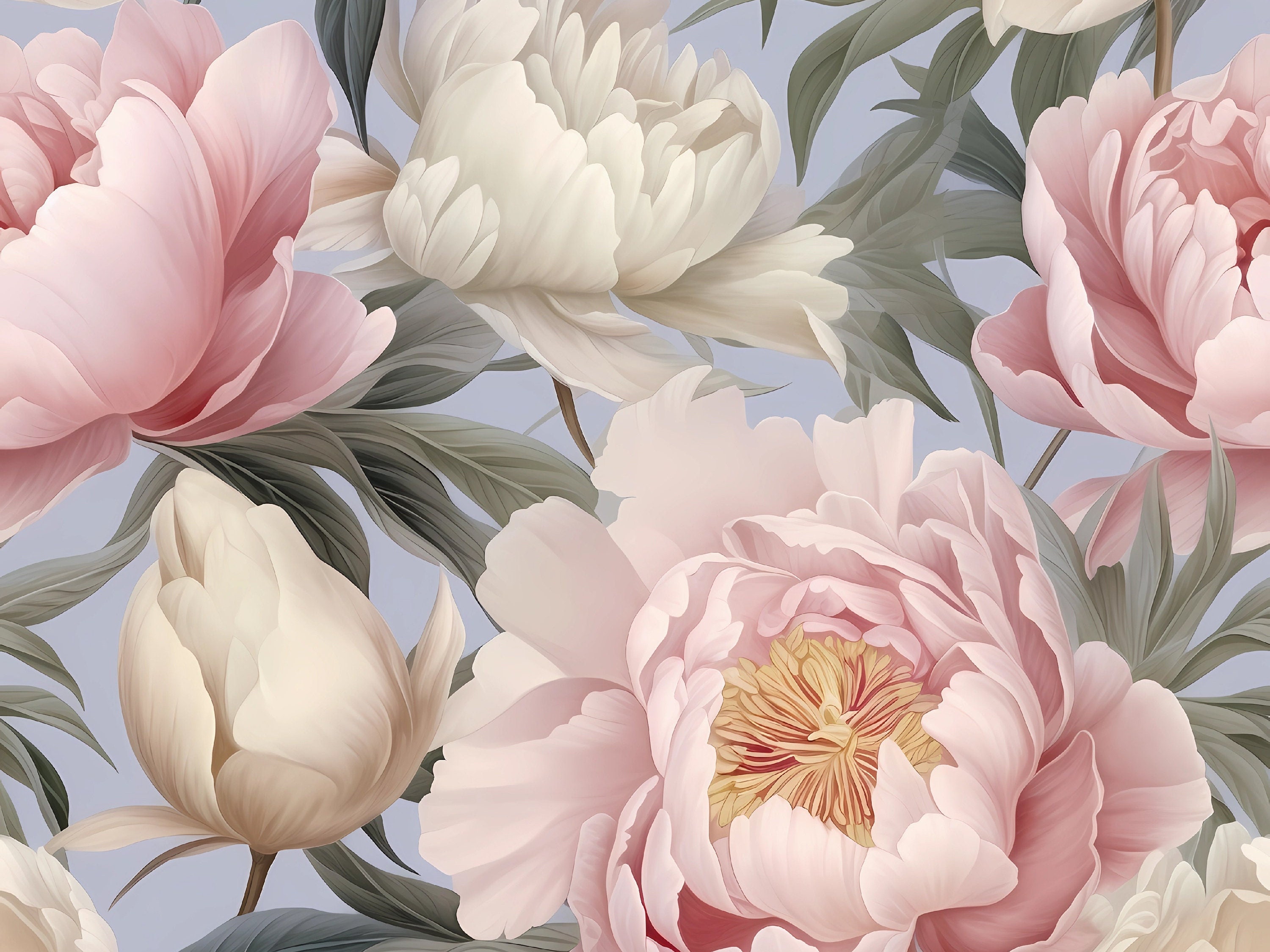 Pastel Peony Seamless Pattern Designs Printable Art Digital Bundle for ...