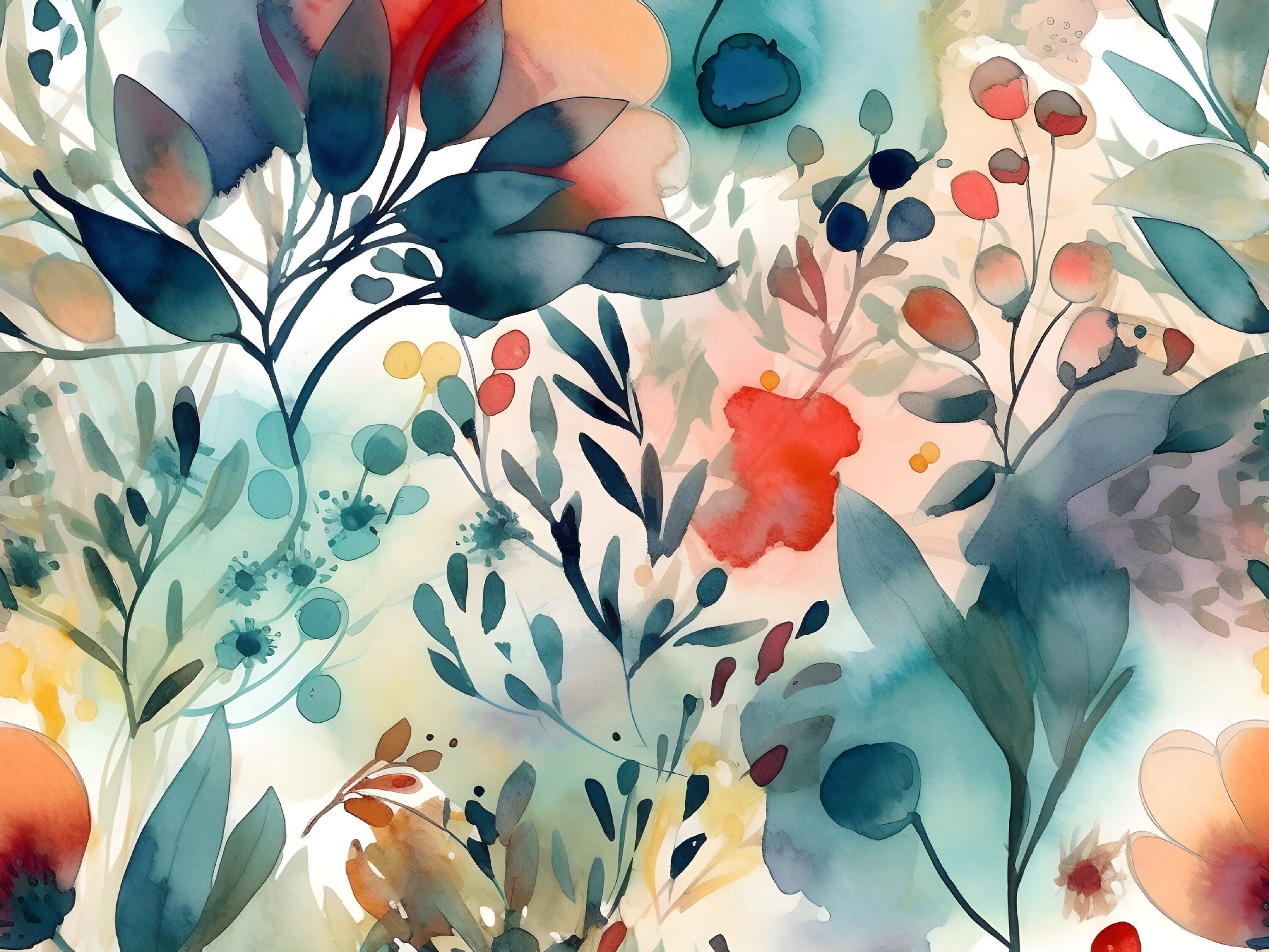 Watercolor Flowers | Seamless Pattern Designs | Printable Art | Digital ...