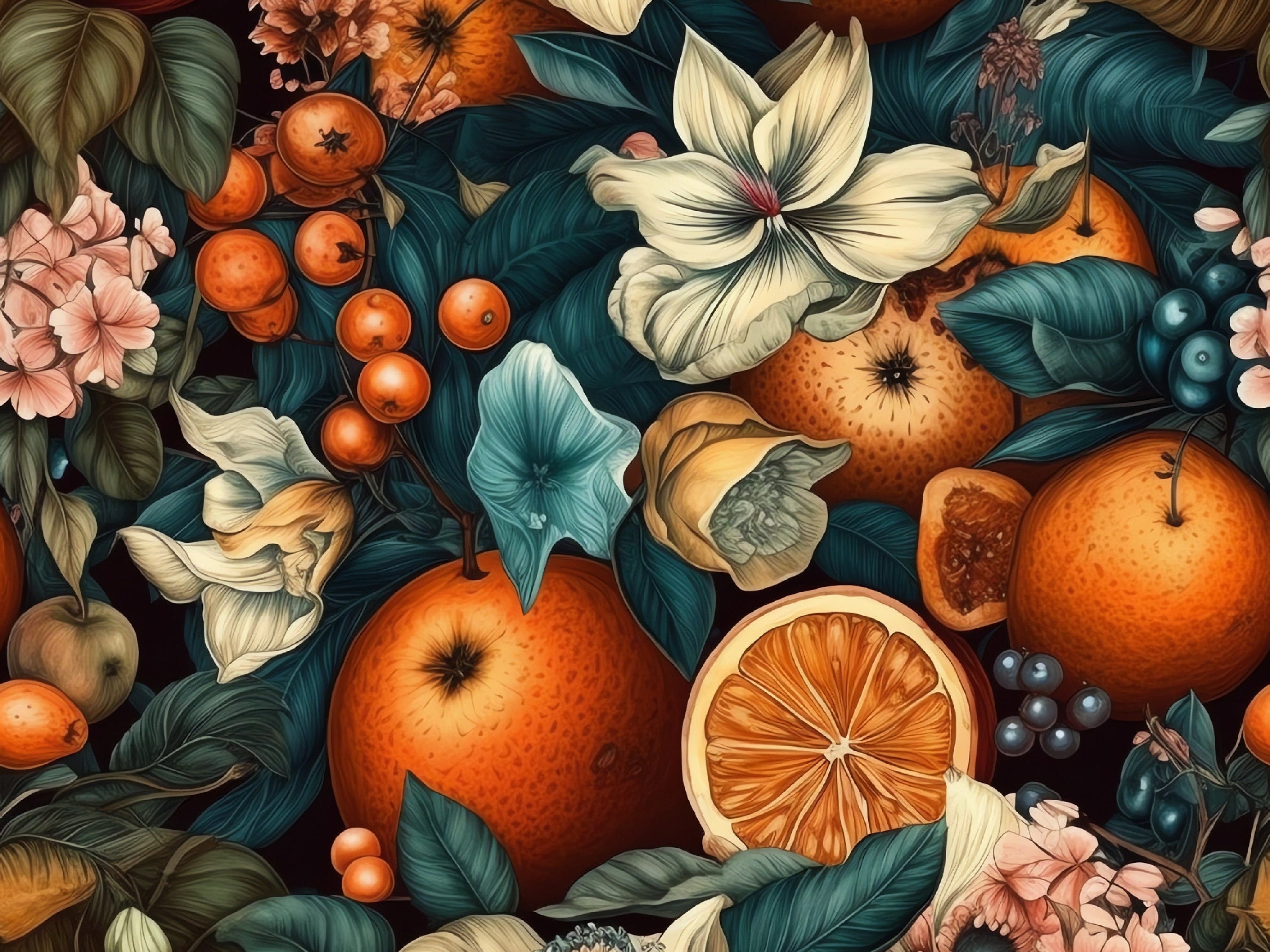 Retro Fruits | Seamless Pattern Designs | Printable Art | Digital ...