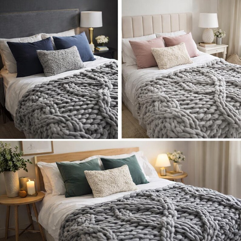 Giant Chunky Knit Blanket Pattern PDF | Advanced Cable Knit Throw ...