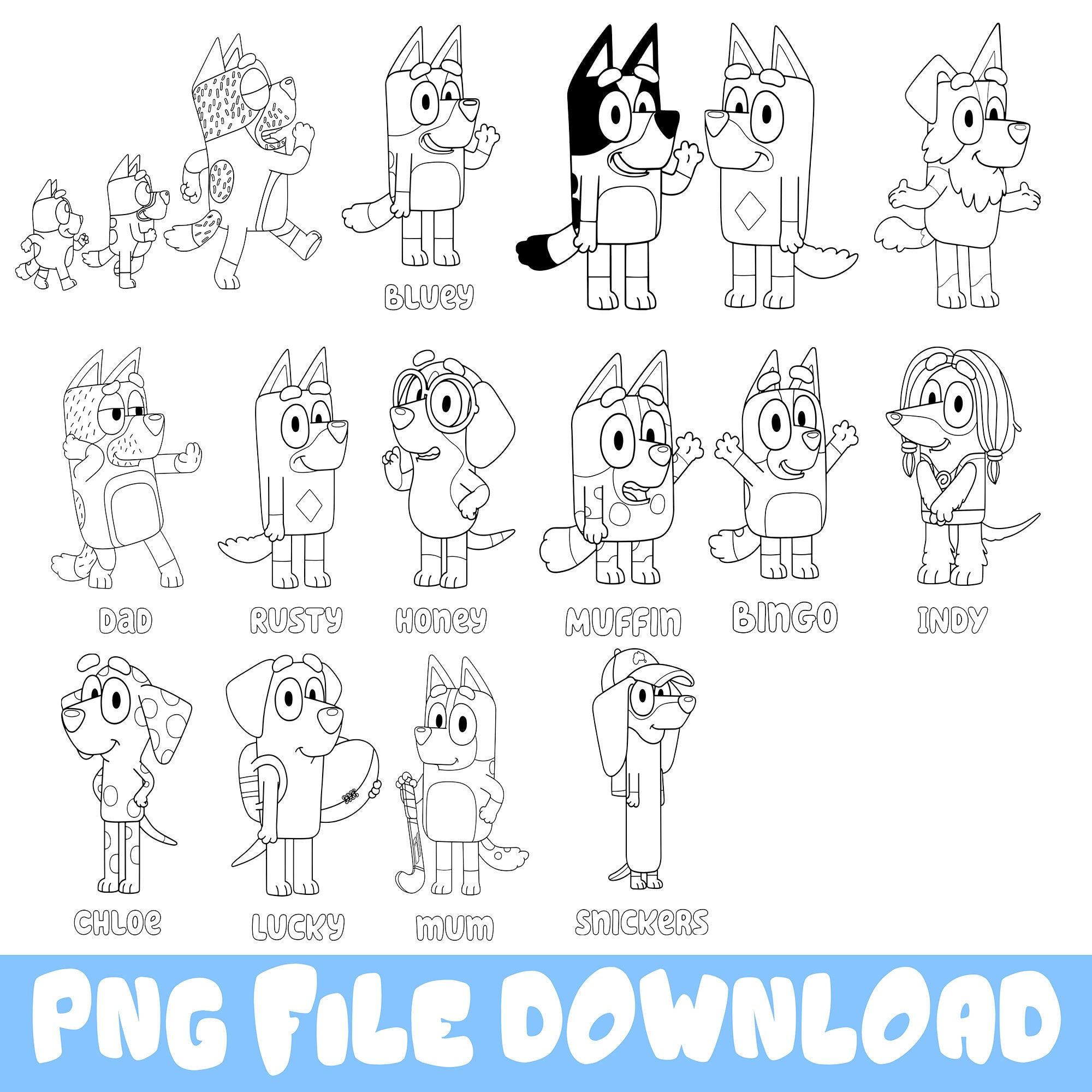 Bluey Instant Download Png Bluey Friends Png klaar om Bluey - Etsy ...