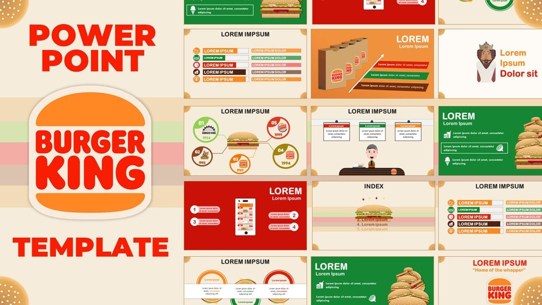 Burger King Powerpoint TEMPLATE Themed INFOGRAPHICS Animated SLIDES ...