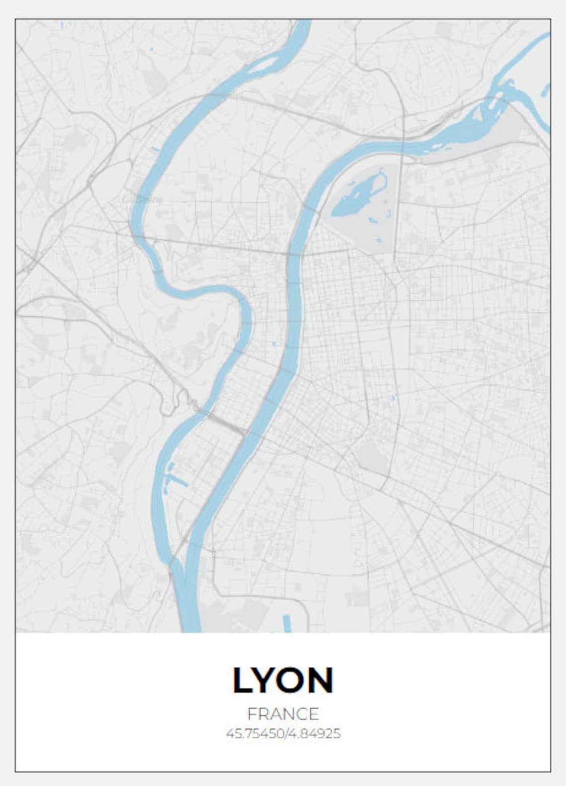 Lyon City Map Poster - Etsy UK