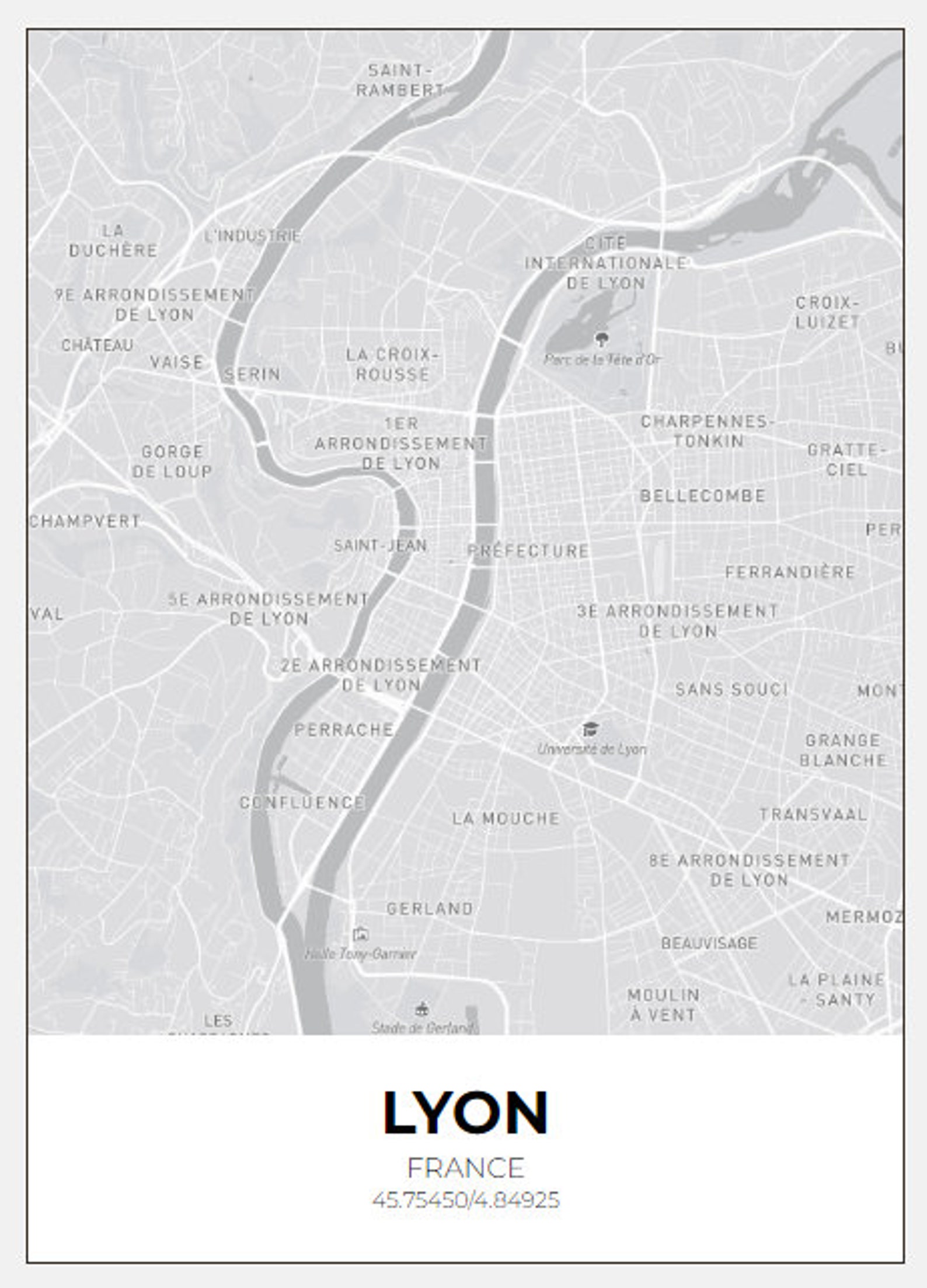Lyon City Map Poster - Etsy UK