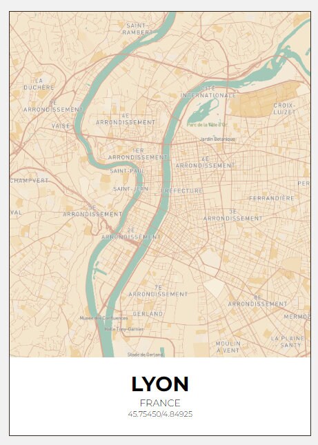 Lyon City Map Poster - Etsy UK